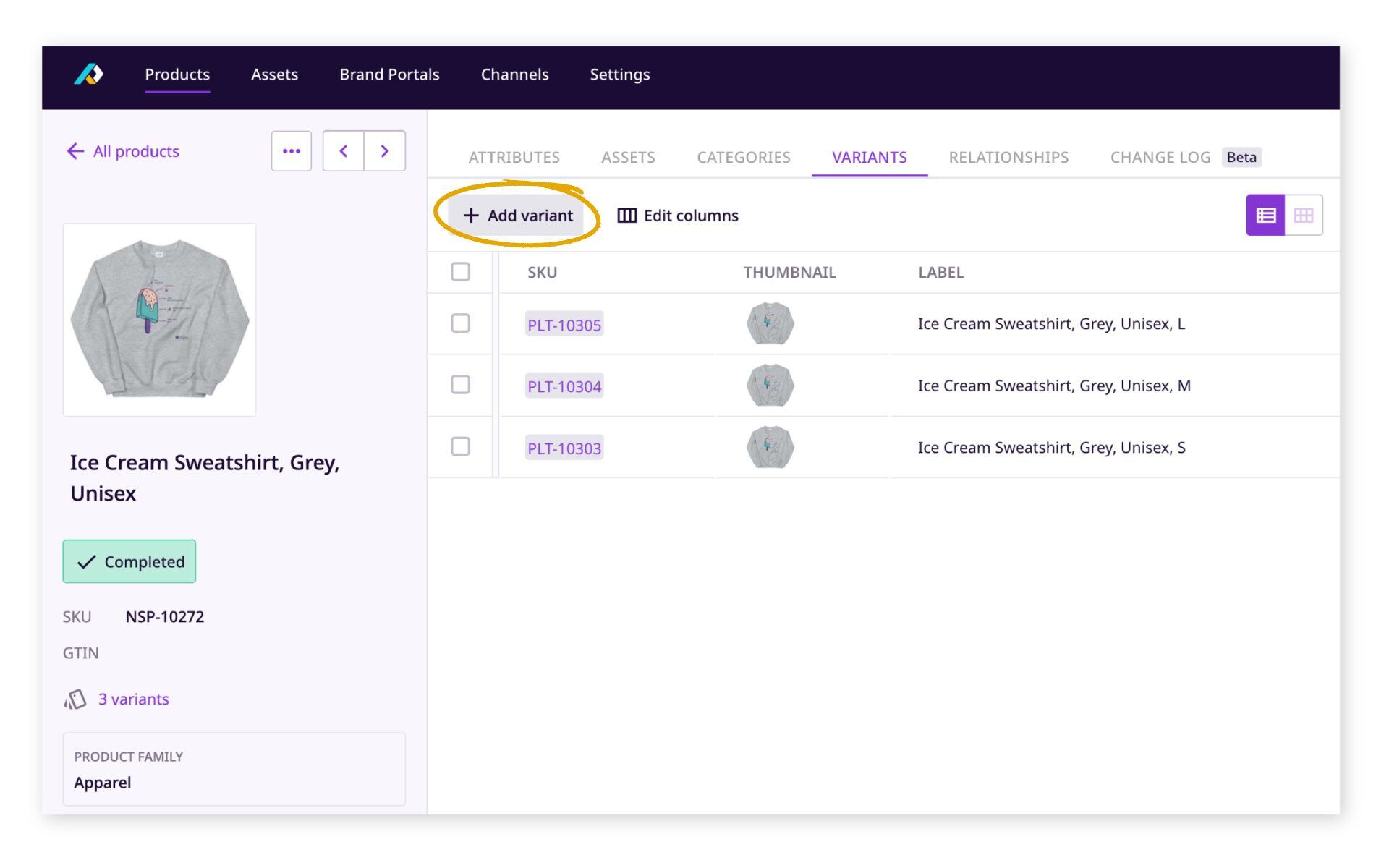 Creating and Managing Variants and Sub-variants